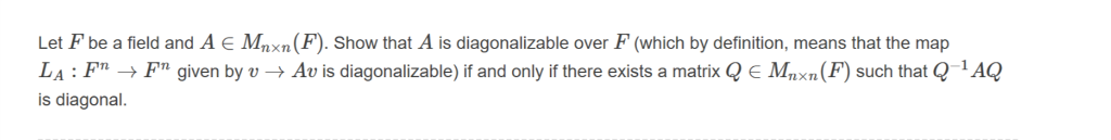 Solved Let F be a field and A E Mnxn(F). Show that A is | Chegg.com