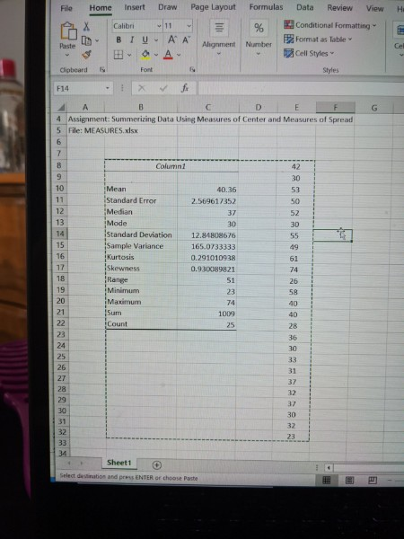 Solved Page Layout Formulas H X % File Home Insert Draw | Chegg.com