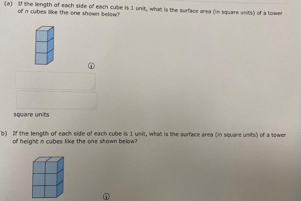 Solved (a) If the length of each side of each cube is 1 | Chegg.com