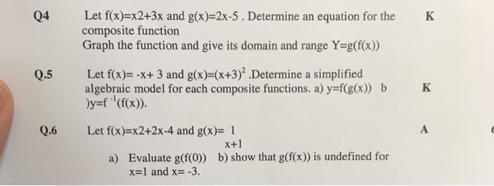 Solved Let f(x)=x2+3x and g(x)=2x-5 . Determine an equation | Chegg.com