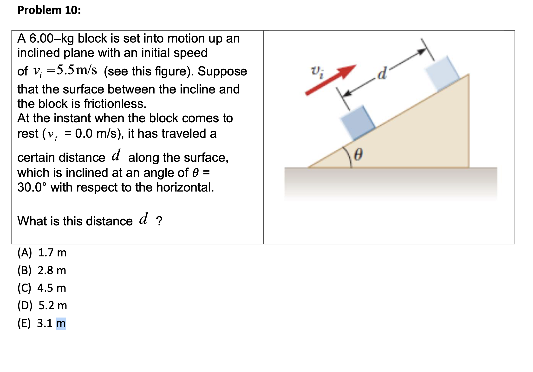 Solved A 6.00-kg block is set into motion up an inclined | Chegg.com