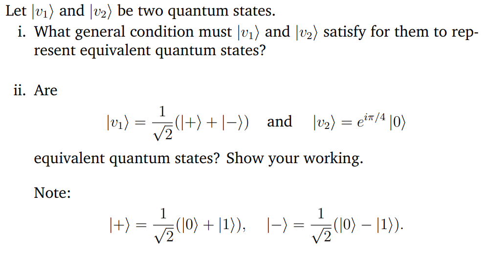 Solved Let (v1) and (02) be two quantum states. i. What | Chegg.com
