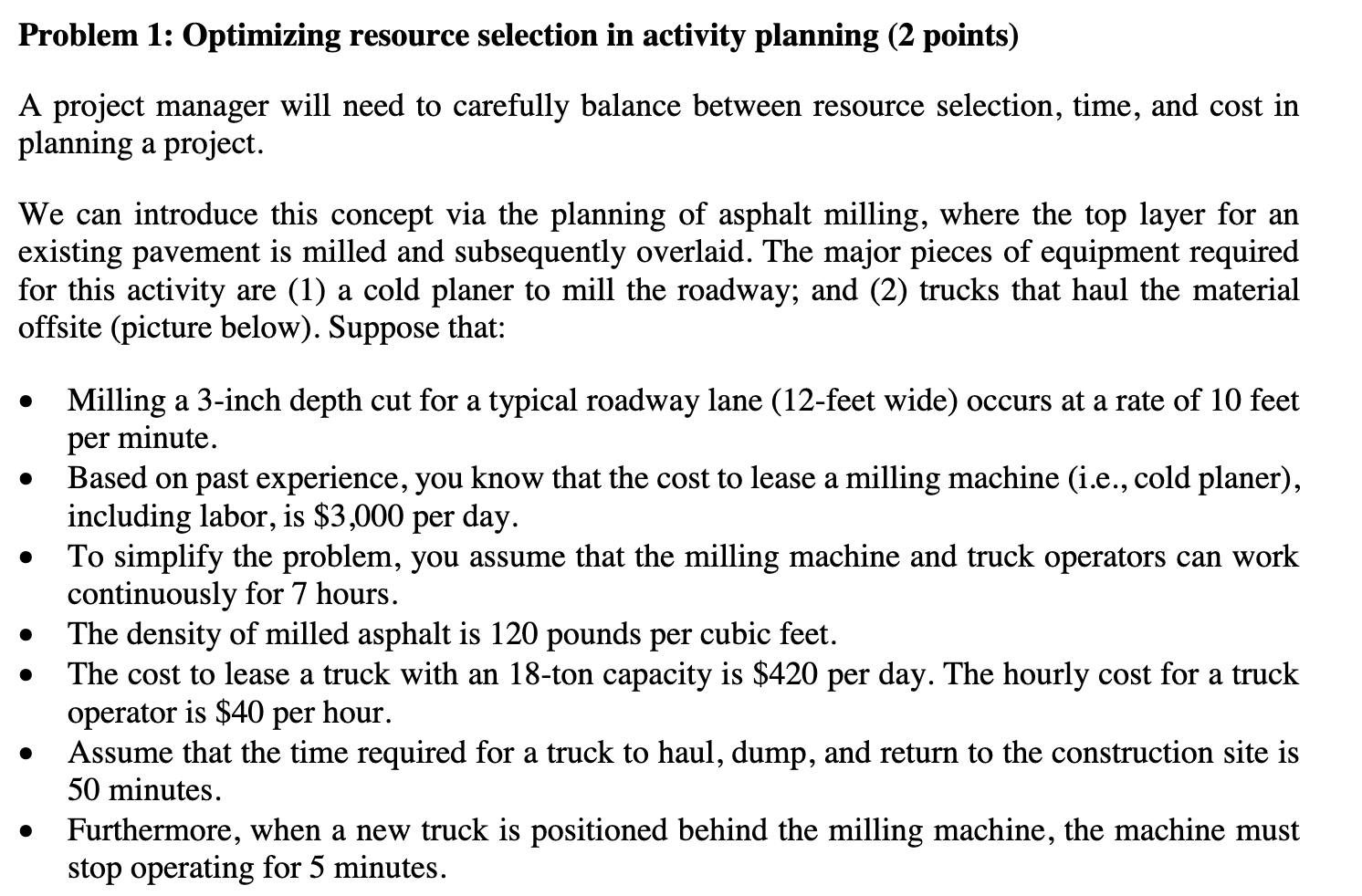 Solved Problem 1: Optimizing resource selection in activity | Chegg.com