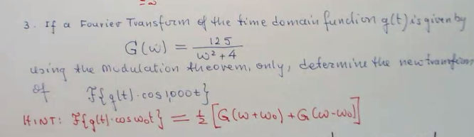 Solved 6 125 w2+4 3. If a Fourier Transform of the time | Chegg.com