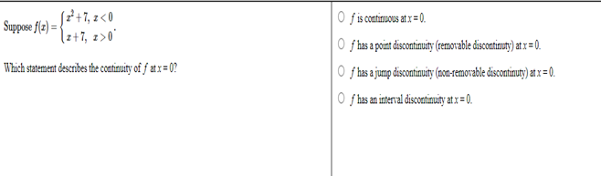 Solved Suppose f(x)={x2+7,x 0∘ Which statement | Chegg.com