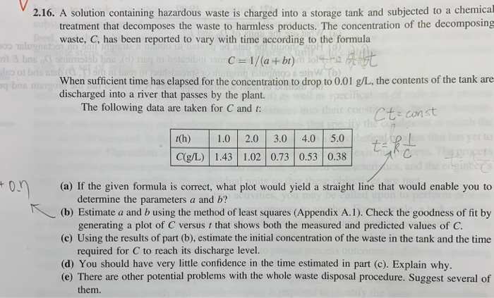 Solved 2.16. A solution containing hazardous waste is | Chegg.com