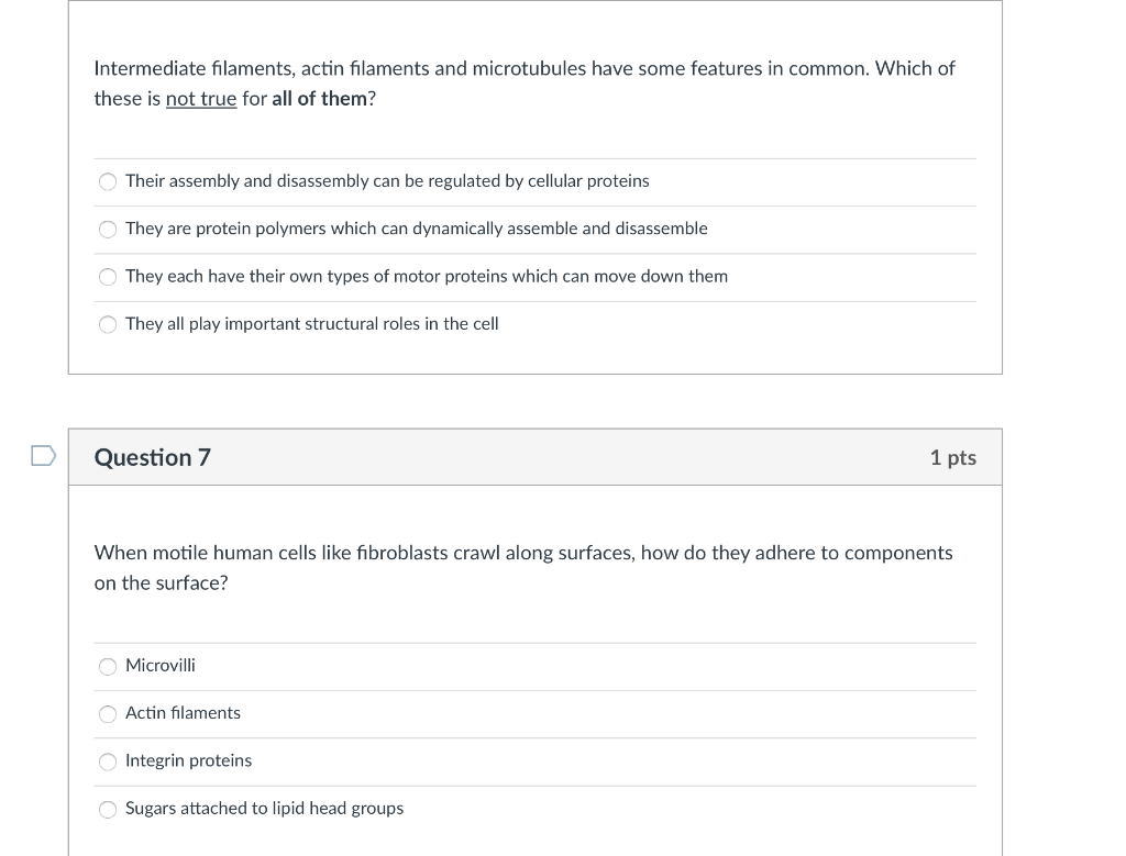 Solved Intermediate filaments, actin filaments and | Chegg.com