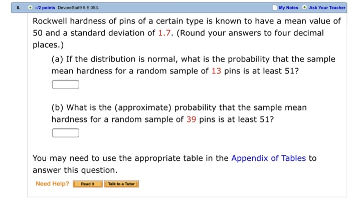 Solved 8 12 Points Devorestat9 5 E 053 My Notes Ask Your