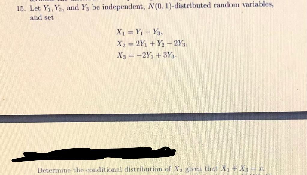 Solved 15. Let Y1, Y2, and Y3 be independent, | Chegg.com