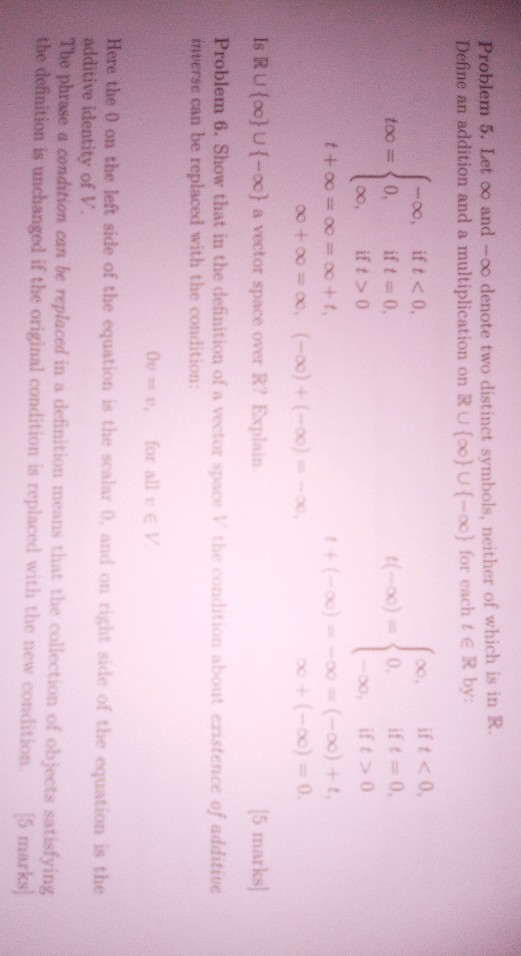 Solved Problem 5. Let oo and foo denote two distinct | Chegg.com