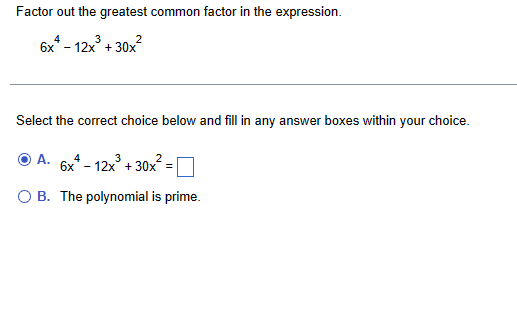 Solved Factor out the greatest common factor in the | Chegg.com