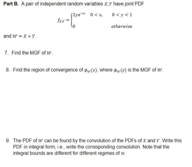 Solved Part B. A pair of independent random variables x, y | Chegg.com