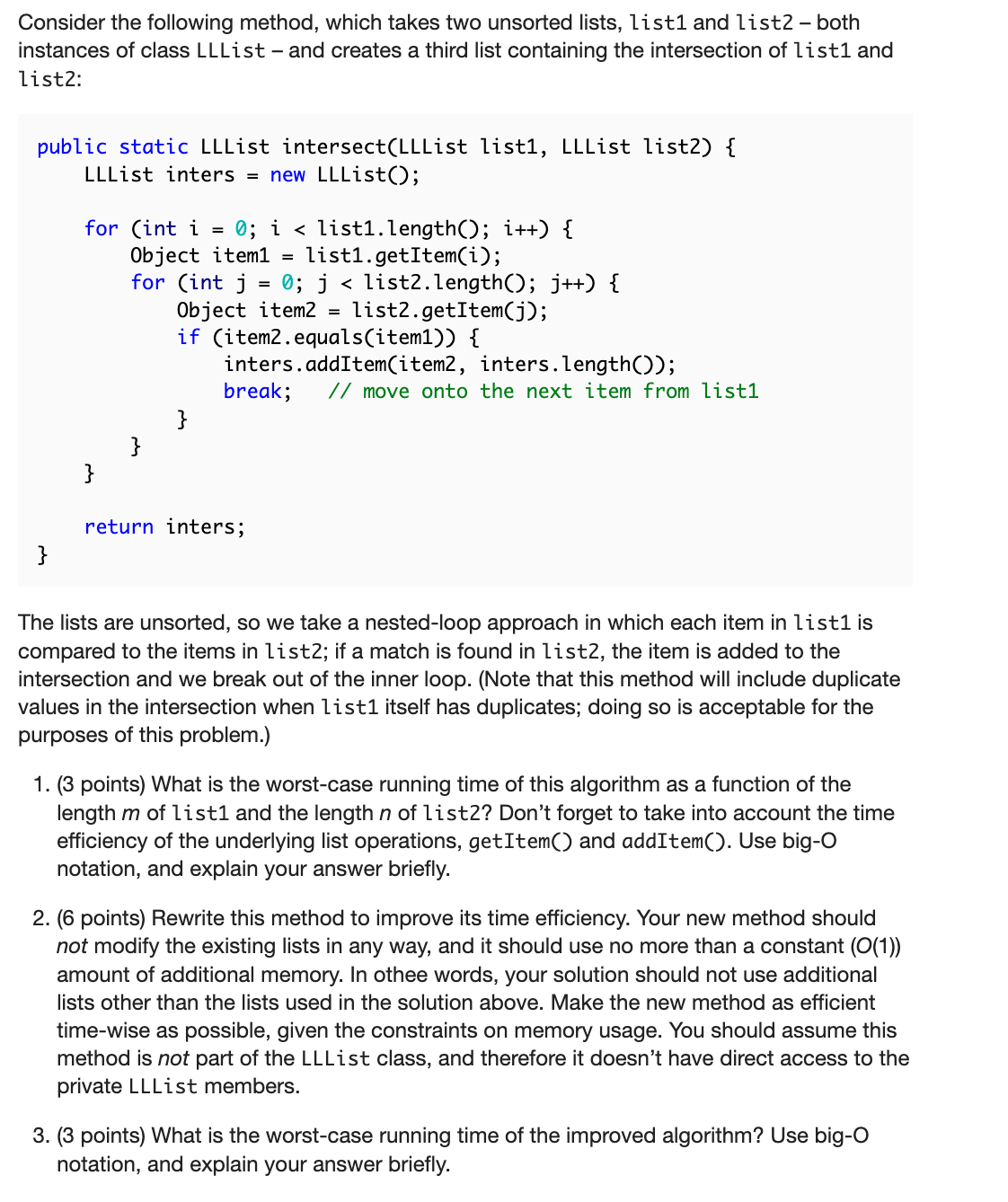 Solved List2: public static LLList intersect(LLList list1, | Chegg.com