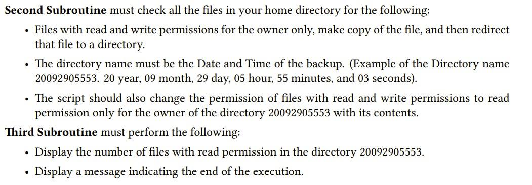 Solved . Second Subroutine must check all the files in your | Chegg.com