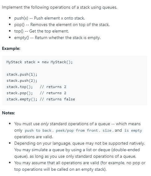 Solved implement the following operations push | Chegg.com