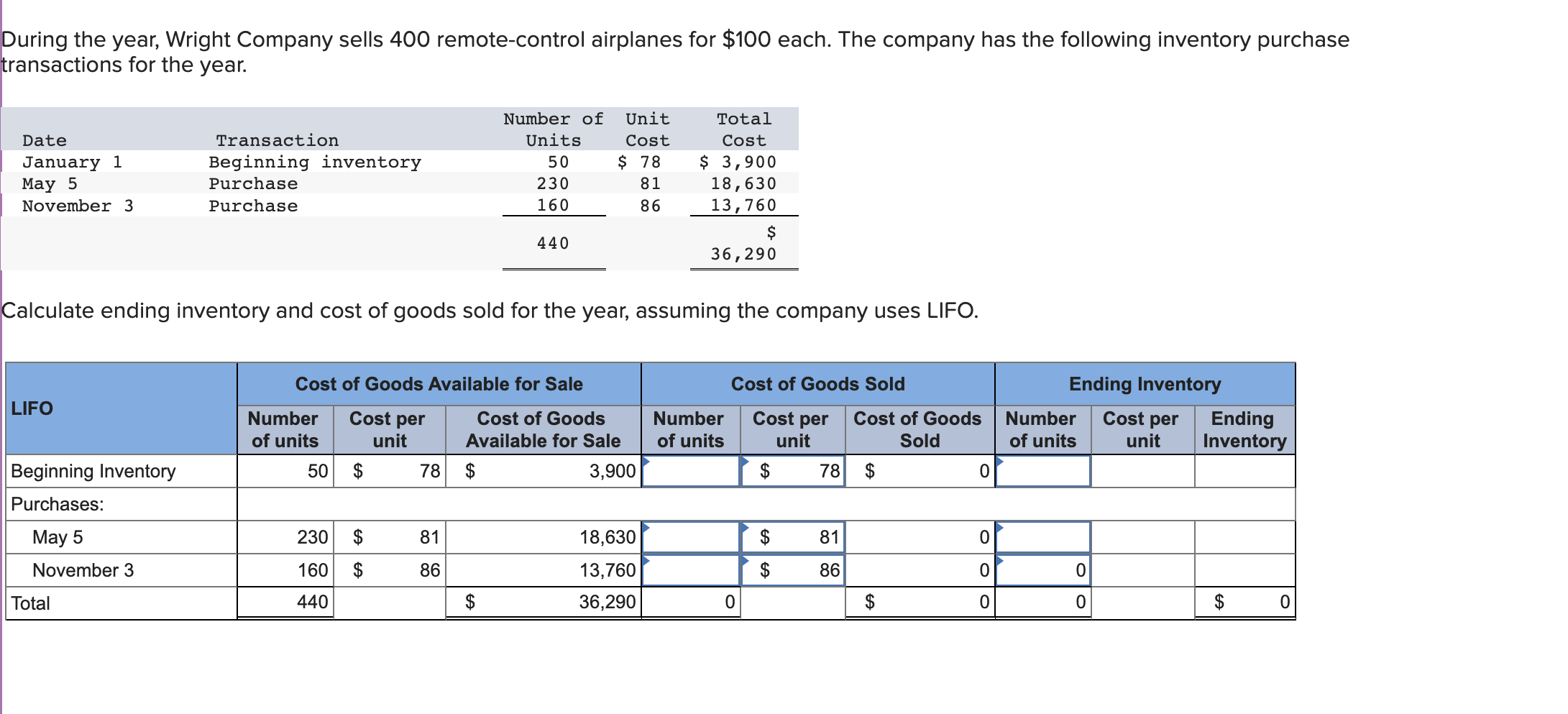 Solved USE LIFO METHOD…Struggling to understand how LIFO | Chegg.com