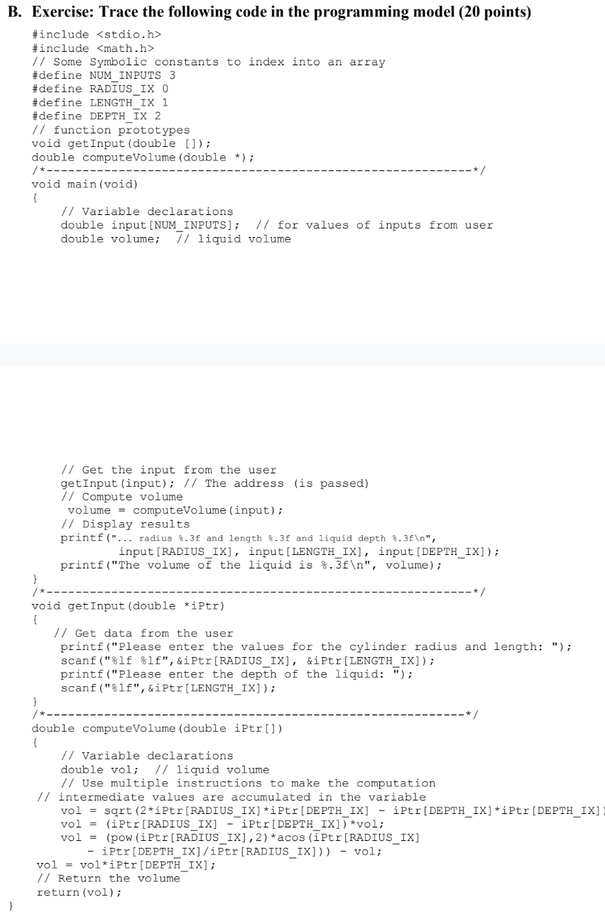 B. Exercise: Trace the following code in the | Chegg.com