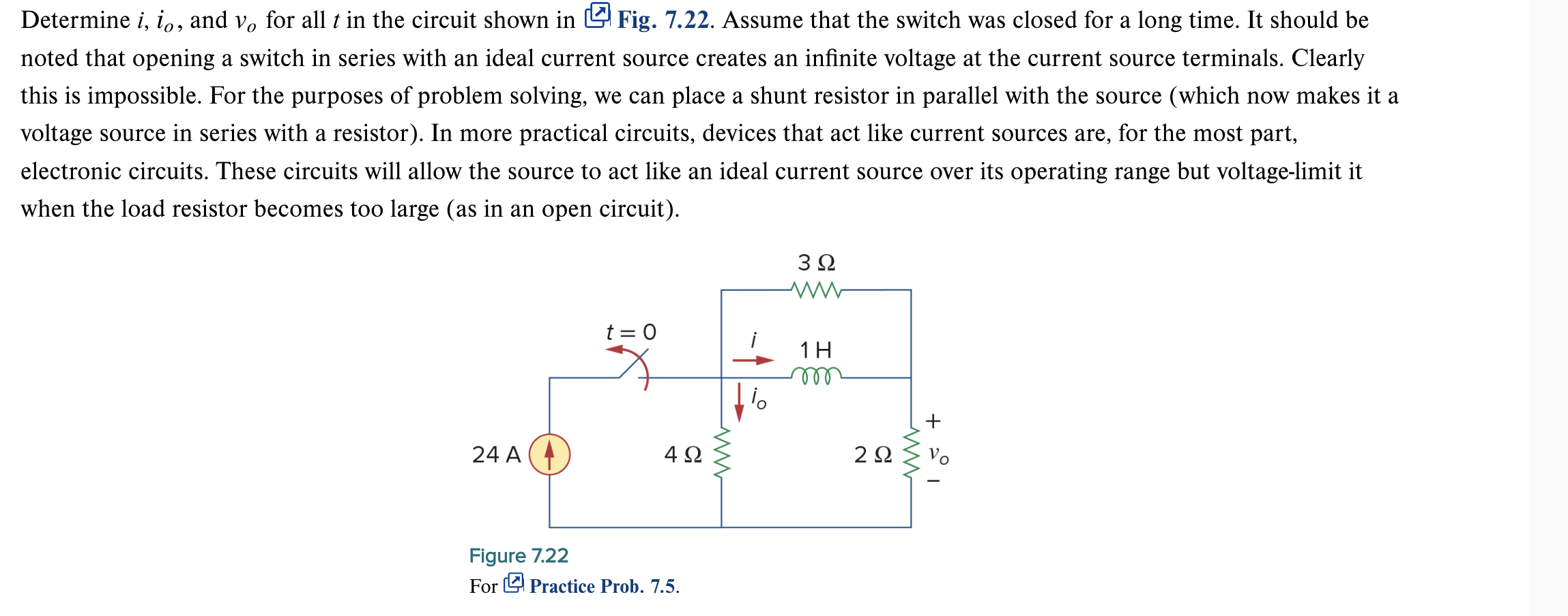 Solved Determine i,io, and vo for all t in the circuit shown | Chegg.com