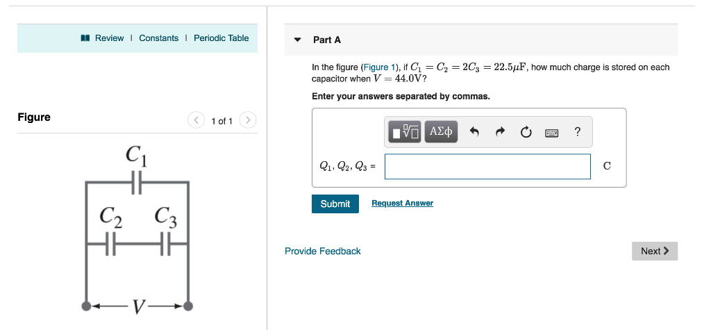 Solved 19. In the figure (Figure 1), if C1=C2=2C3=22.5μF, | Chegg.com