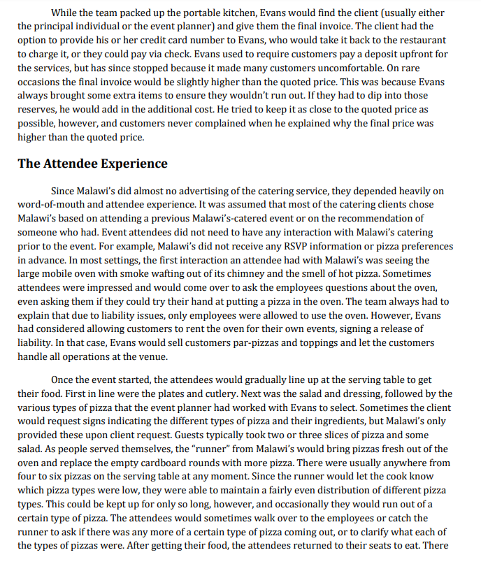 Solved Malawi's Pizza Catering "Have you loaded the wood for | Chegg.com