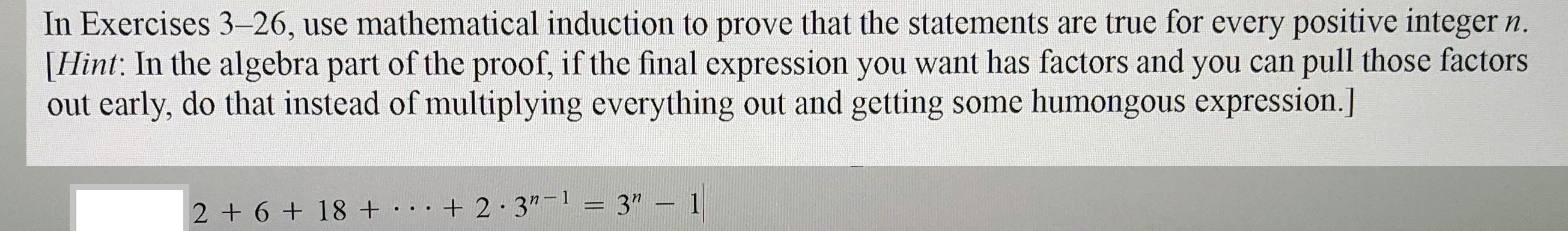 Solved In Exercises 3–26, use mathematical induction to | Chegg.com