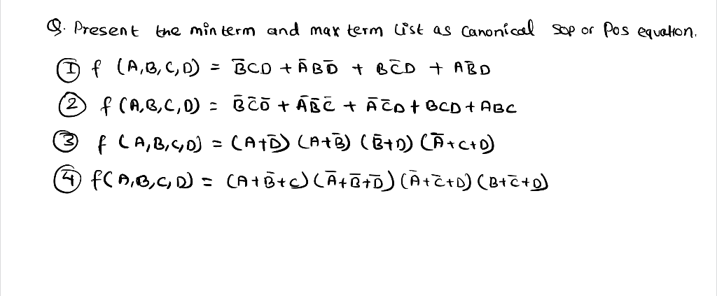 Solved Q. Present the min term and max term list as | Chegg.com