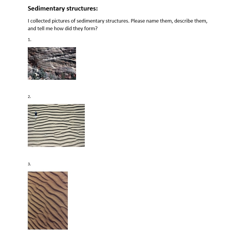 Solved Sedimentary structures: For the following pictures of | Chegg.com