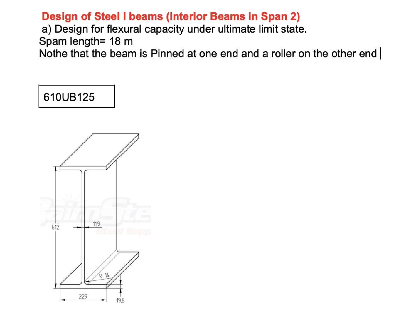 Solved Design of Steel I beams (Interior Beams in Span 2) a) | Chegg.com
