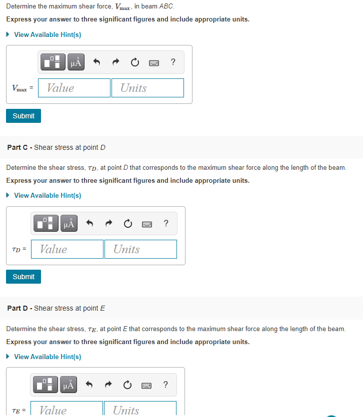 Solved Determine the maximum shear force, Vmax, in beam ABC. | Chegg.com