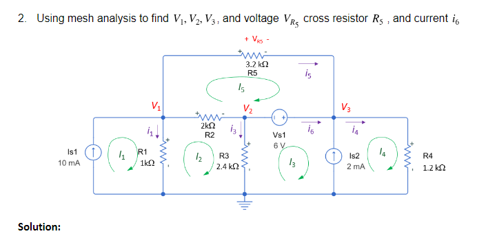 Solved 2. Using mesh analysis to find V1,V2,V3, and voltage | Chegg.com