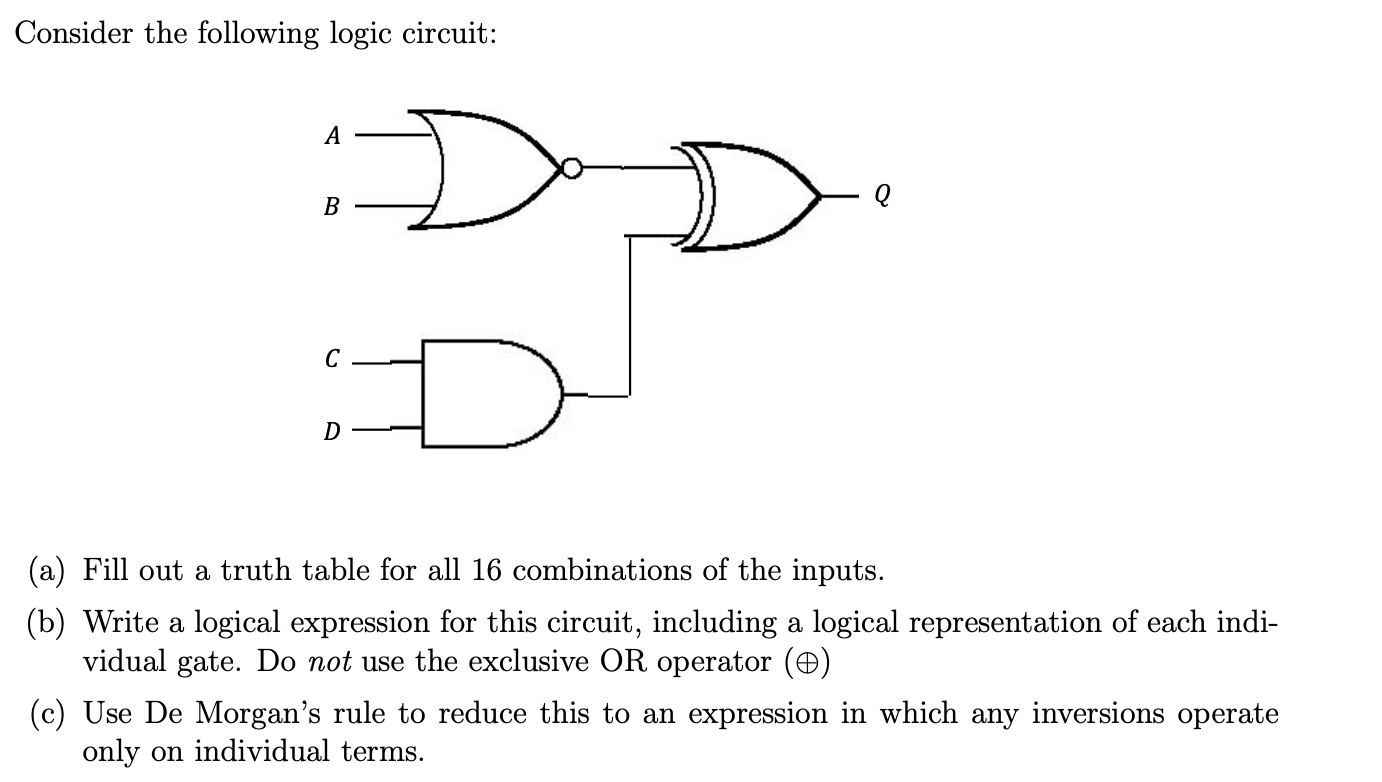 Solved Consider the following logic circuit: (a) Fill out a | Chegg.com