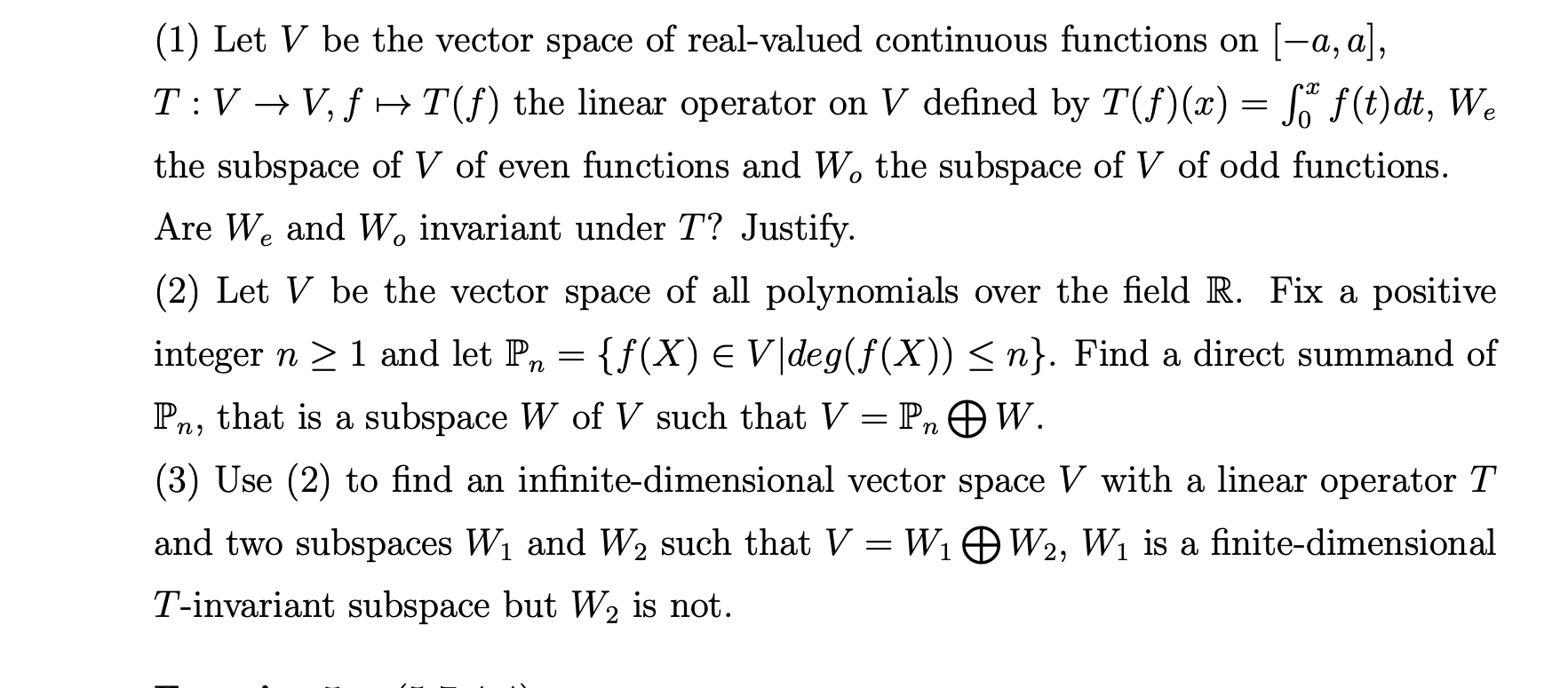Solved (1) Let V be the vector space of real-valued | Chegg.com