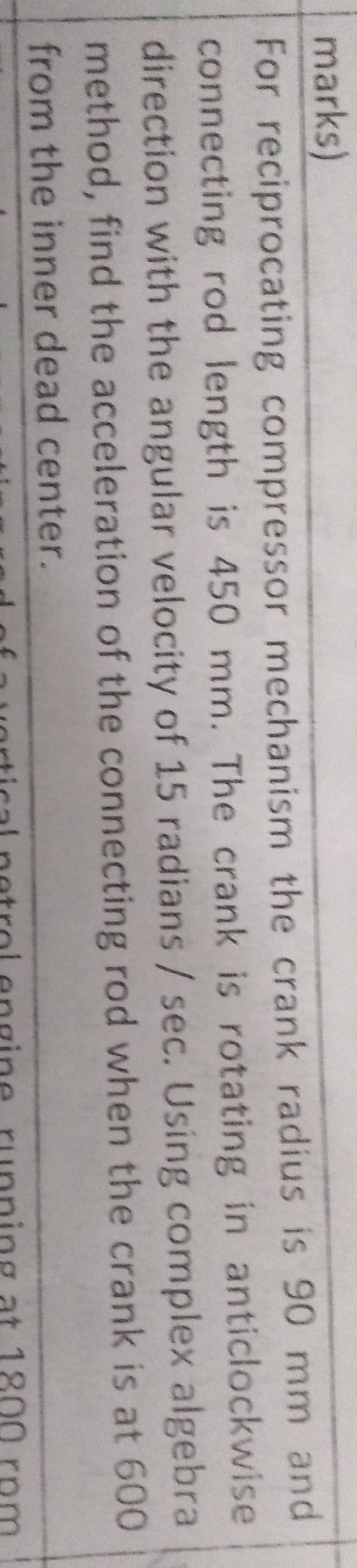 Solved marks) For reciprocating compressor mechanism the | Chegg.com