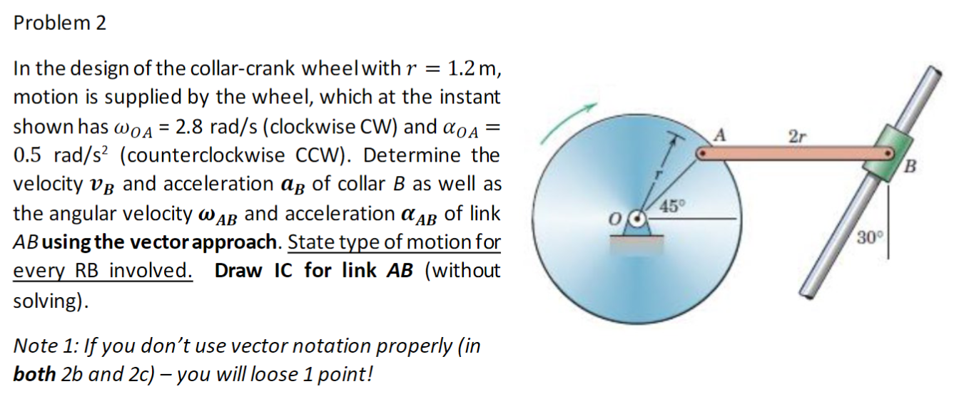 Solved In the design of the collar-crank wheel with r=1.2 m, | Chegg.com