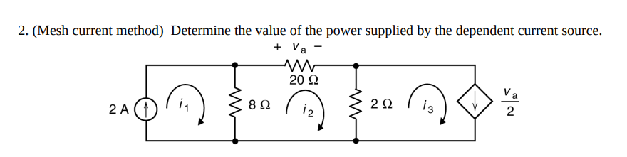 Solved 2. (Mesh current method) Determine the value of the | Chegg.com