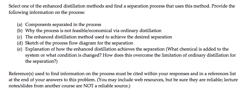 Select one of the enhanced distillation methods and | Chegg.com