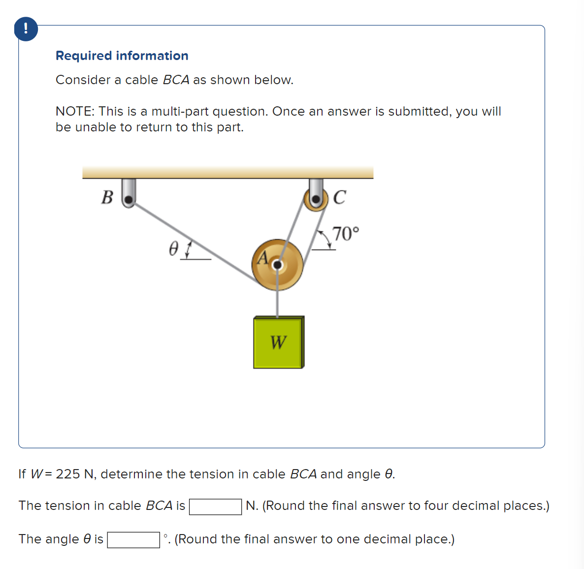 Solved Required information Consider a cable BCA as shown | Chegg.com