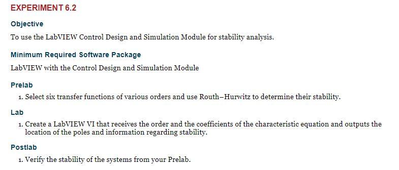 Solved EXPERIMENT 6.2 Objective To use the LabVIEW Control | Chegg.com