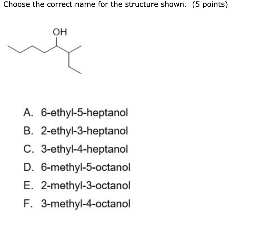 Solved Choose the correct name for the structure shown. (5 | Chegg.com