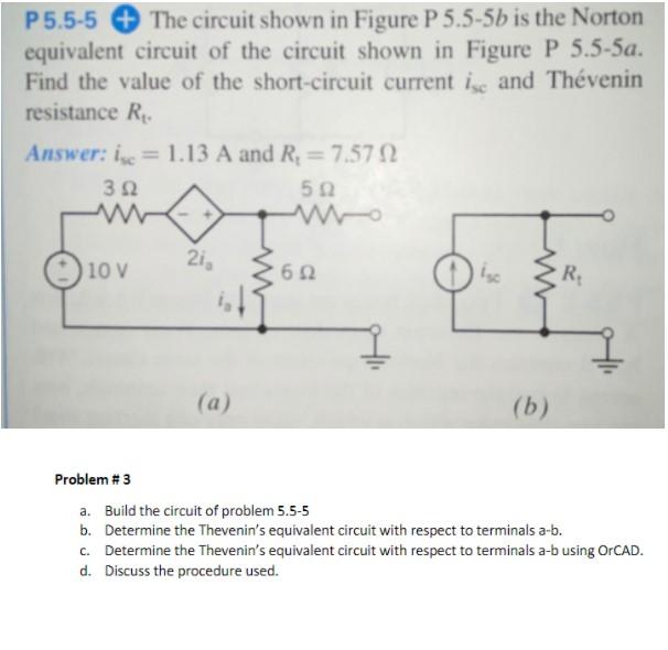 Solved P5.5-5 + The circuit shown in Figure P 5.5-5b is the | Chegg.com
