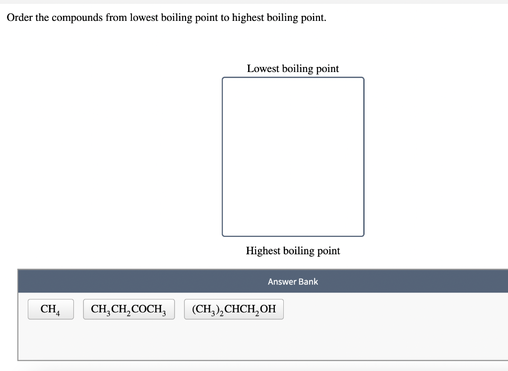 Solved Order the compounds from lowest boiling point to | Chegg.com