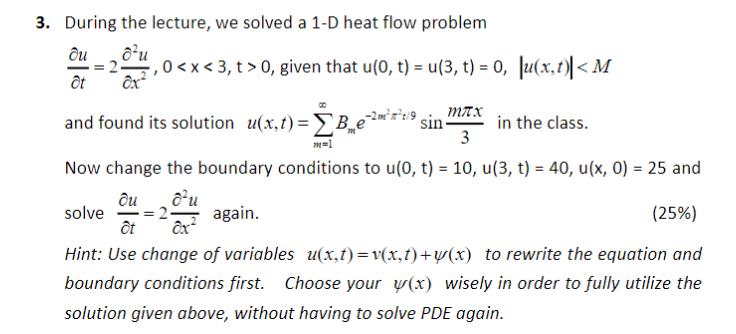 Solved 3. During the lecture, we solved a 1-D heat flow | Chegg.com