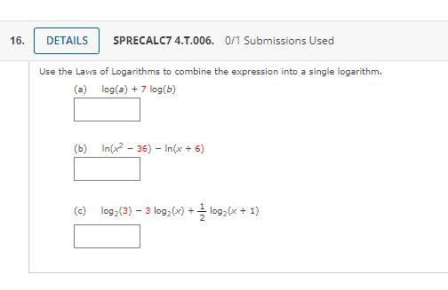 Solved Use the Lavs of Logarithms to combine the expression | Chegg.com