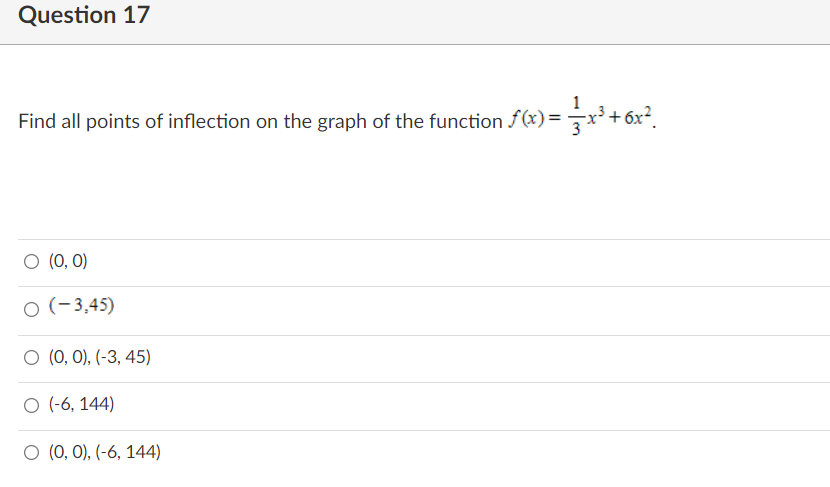Solved Question 17 Find all points of inflection on the | Chegg.com
