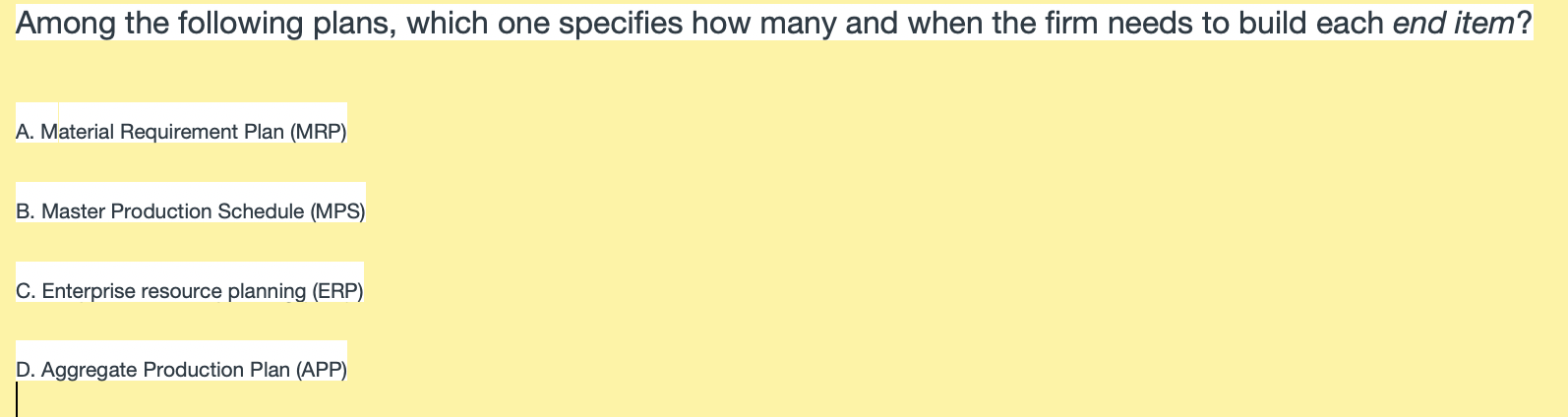 Solved Among the following plans, which one specifies how | Chegg.com