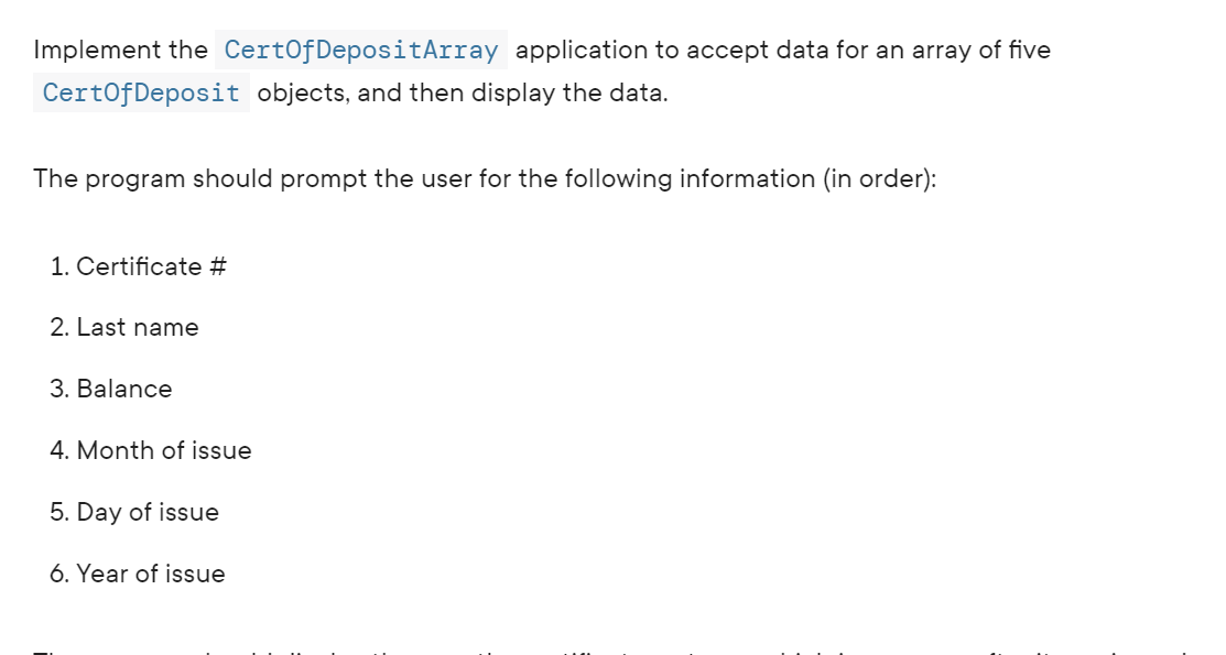 Solved Implement the application to accept data for an array | Chegg.com