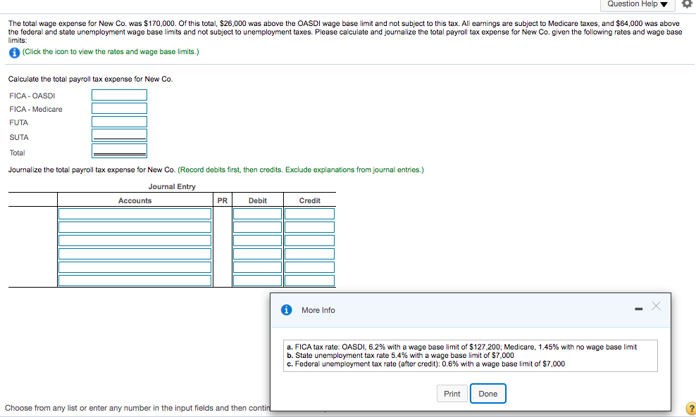 Solved Question Help The total wage expense for New Co. was | Chegg.com