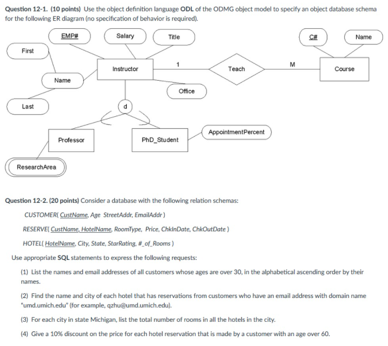 Solved Question 12-1. (10 points) Use the object definition | Chegg.com