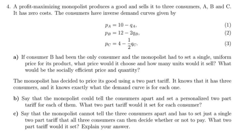 Solved A profit-maximizing monopolist produces a good and | Chegg.com