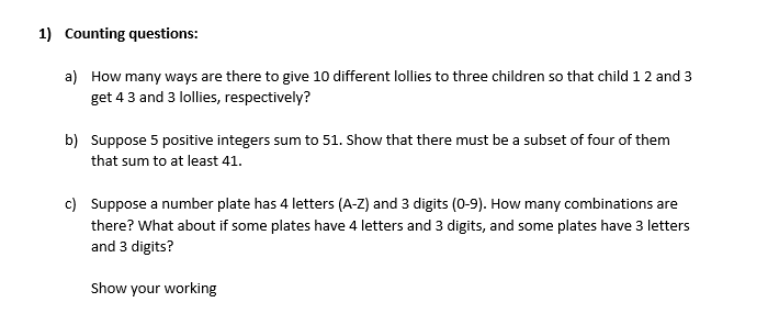 Solved 1) Counting questions: a) How many ways are there to | Chegg.com